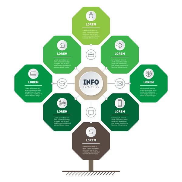 Vector Infographic Technology Education Process Points Template Tree ...