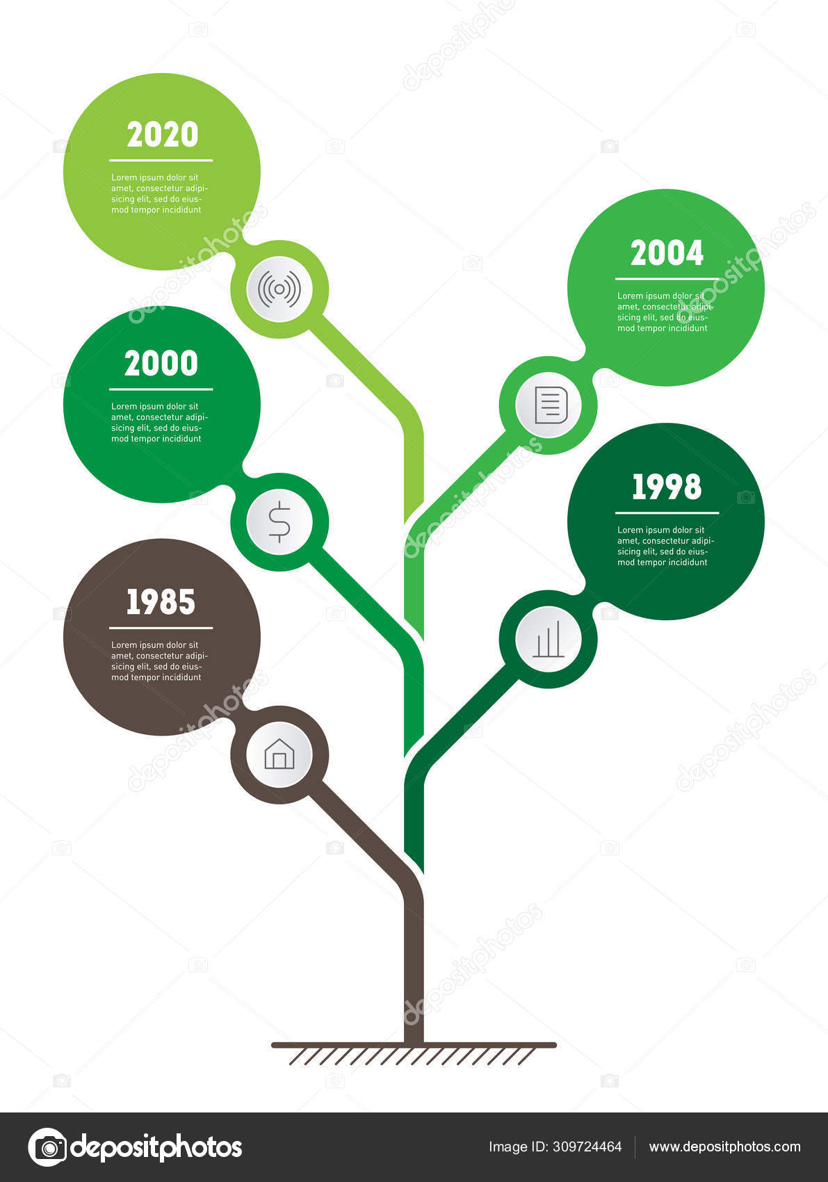 Vertical Timeline Infographics Tree Development Growth Business Time ...