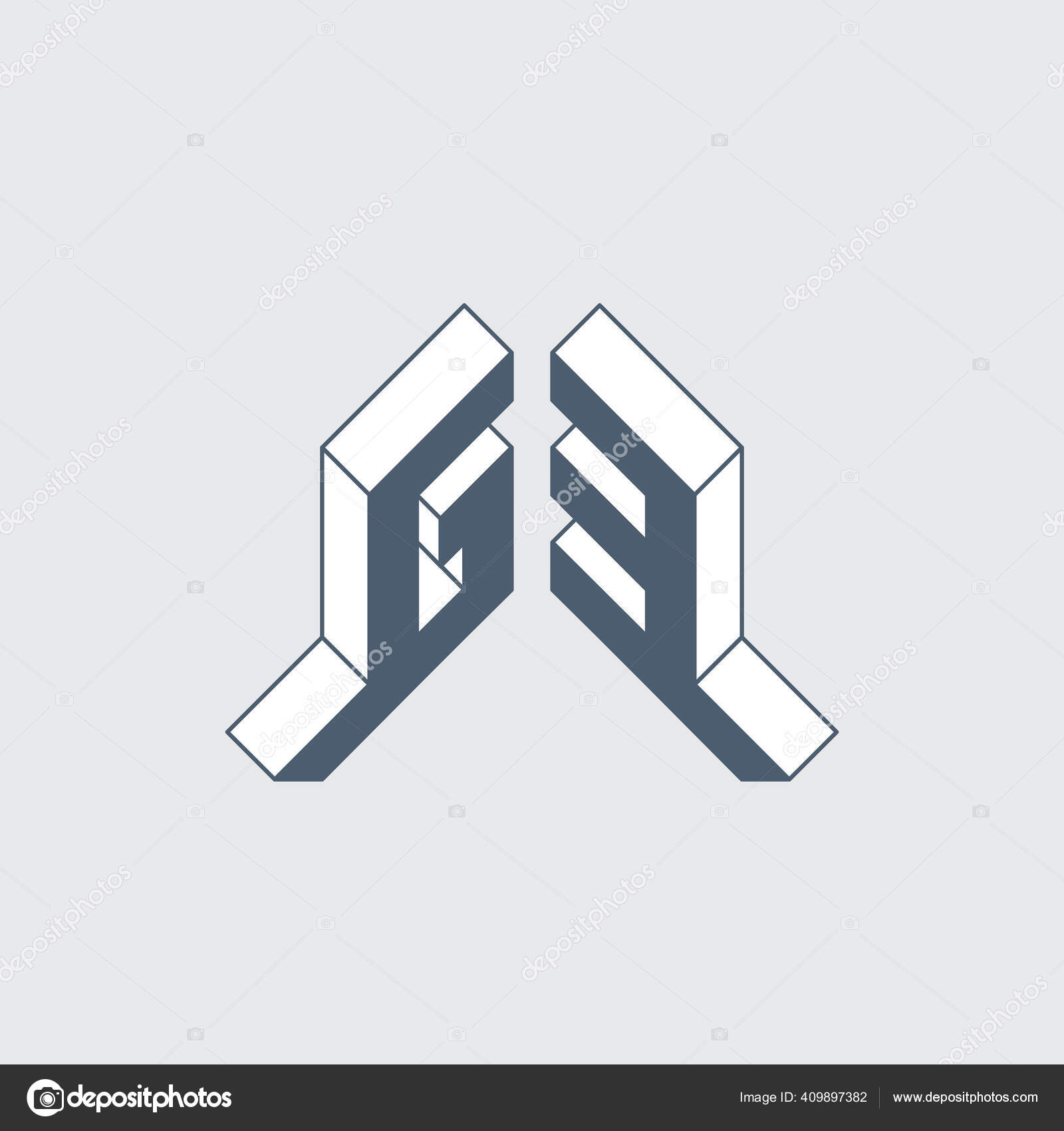 Monogram Logotype Isometric Font Design Futuristic Three Dimensional ...