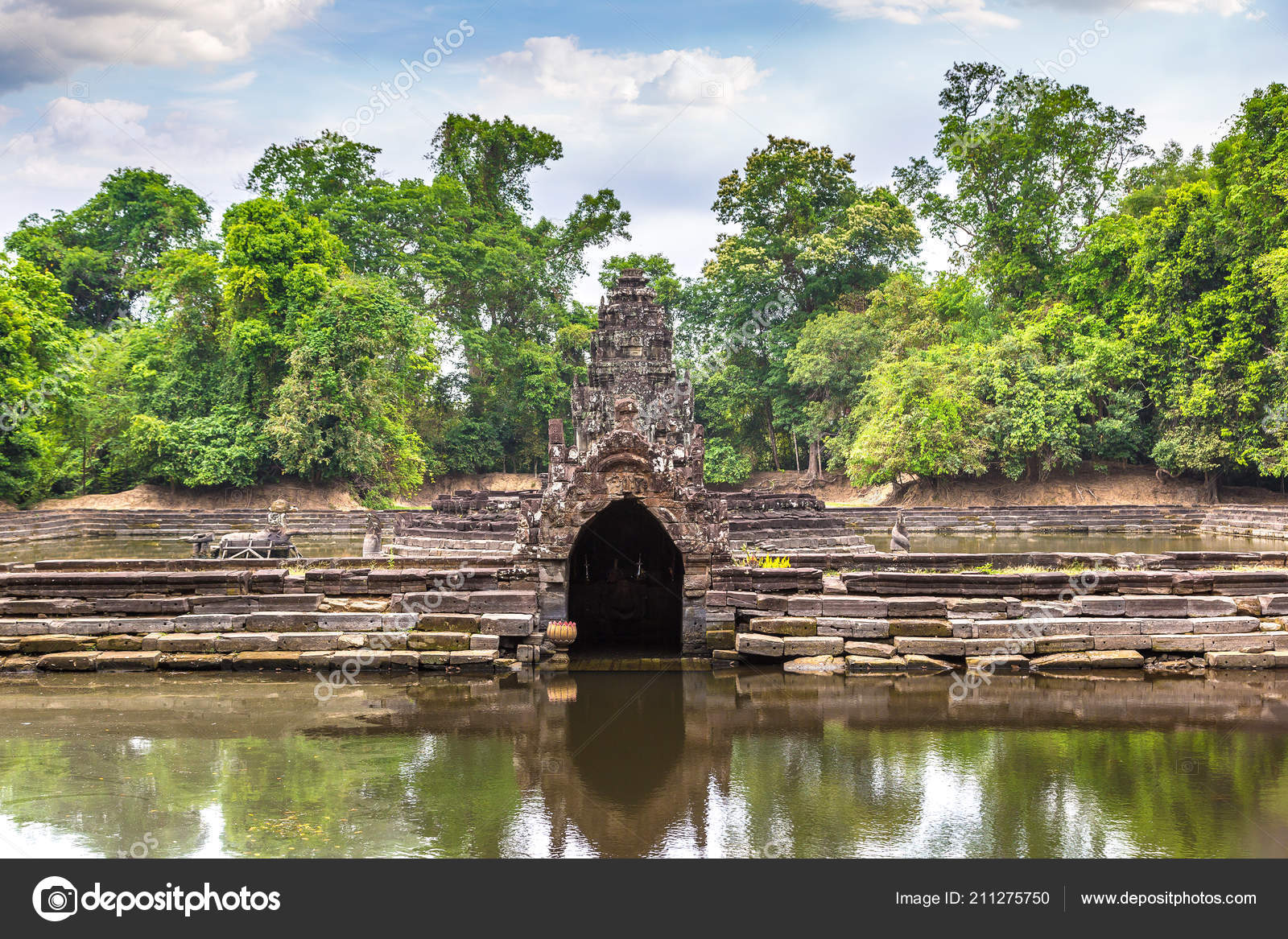 Neak Pean Temple Complex Angkor Wat Siem Reap Cambodia Summer — Stock ...