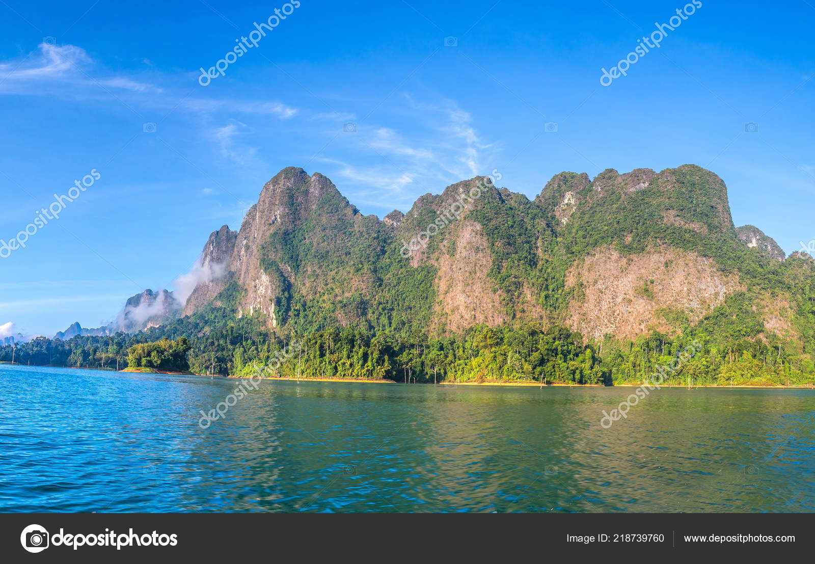 Panorama Bela Natureza Lago Cheow Lan Barragem Ratchaprapha Parque ...