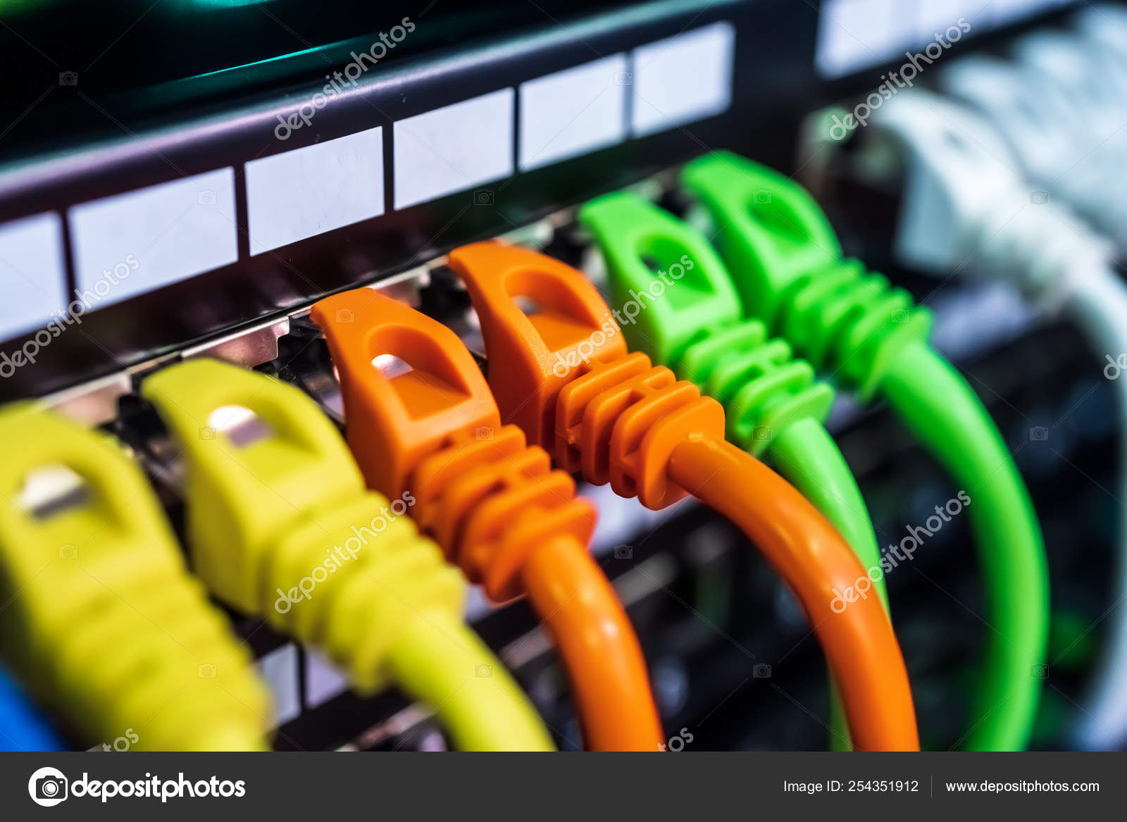 Colorful Telecommunication Colorful Ethernet Cables Connected to Stock ...