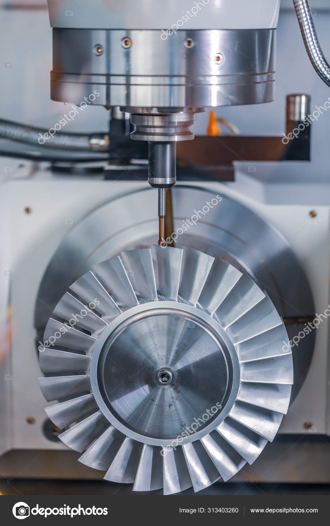 Metalworking CNC lathe milling machine. Cutting metal modern pro Stock ...