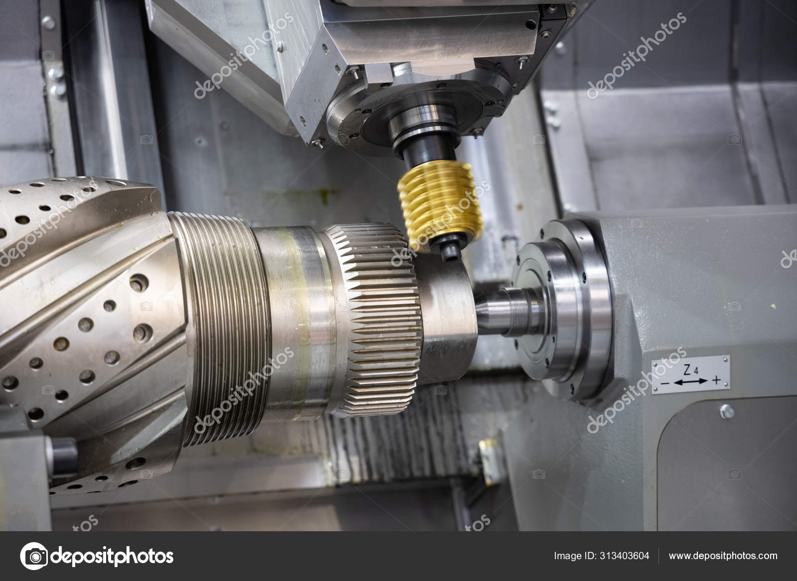 Metalworking CNC lathe milling machine. Cutting metal modern pro Stock ...