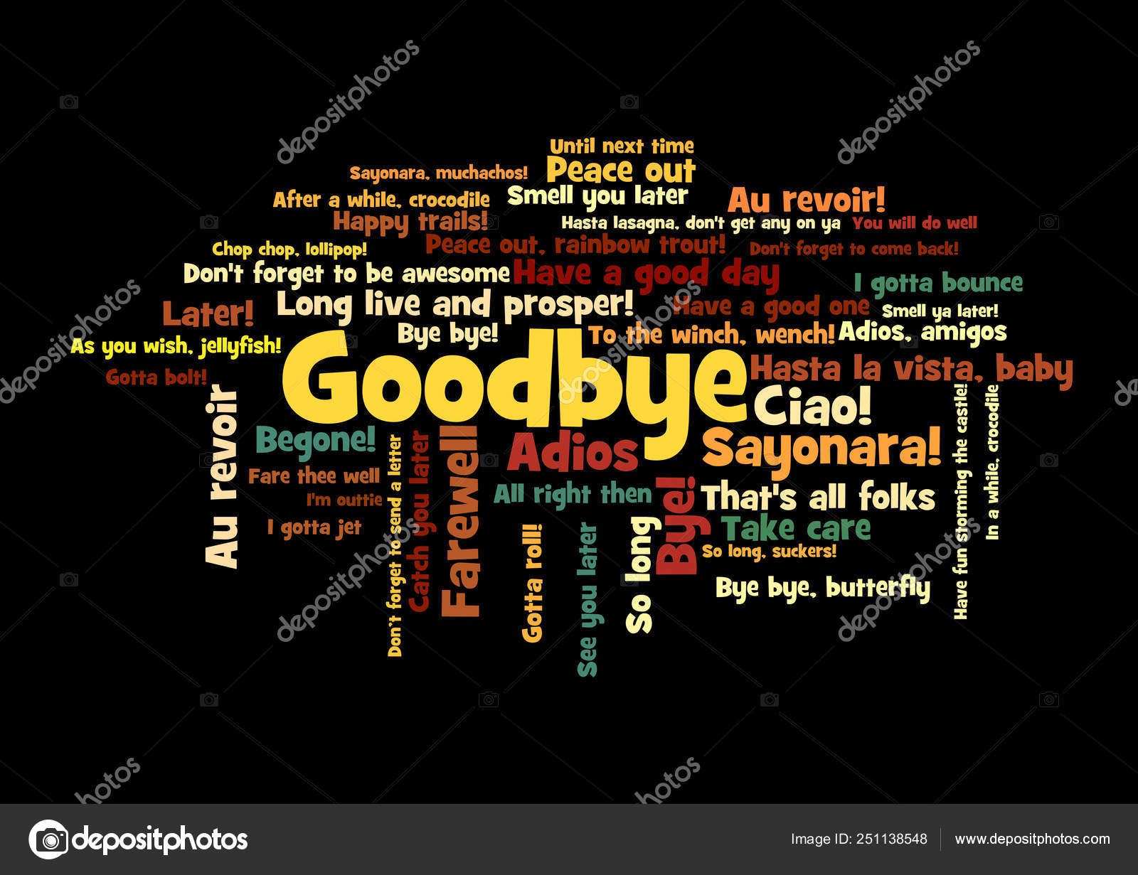 Image vectorielle Adieu Word Tag Cloud comment dire adieu par ...