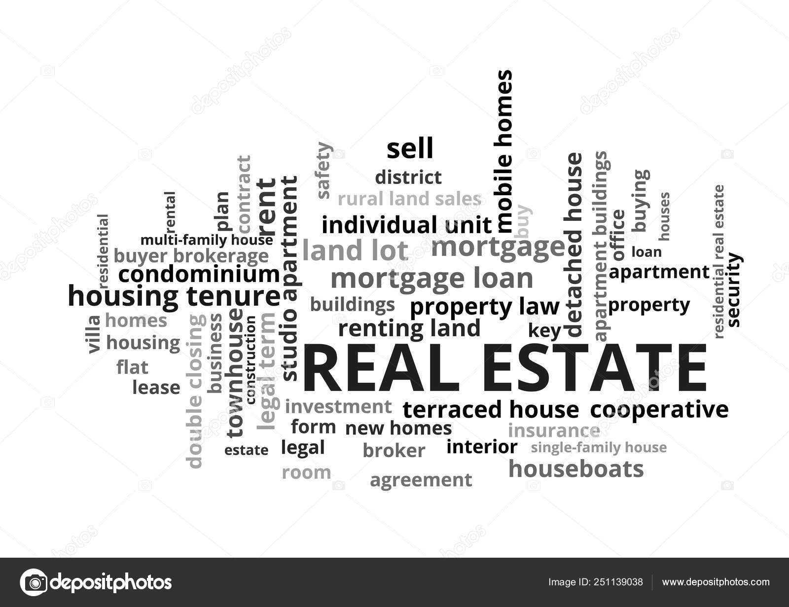 Real Estate Word Tag Cloud — Free Stock Vector © Paulpaladin #251139038