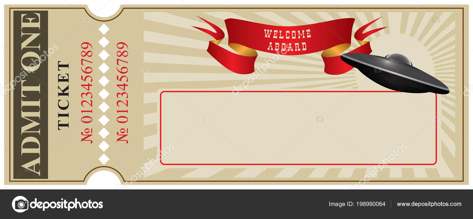 Welcome Flying Saucer Ticket One Person Flying Saucer Stock Vector ...