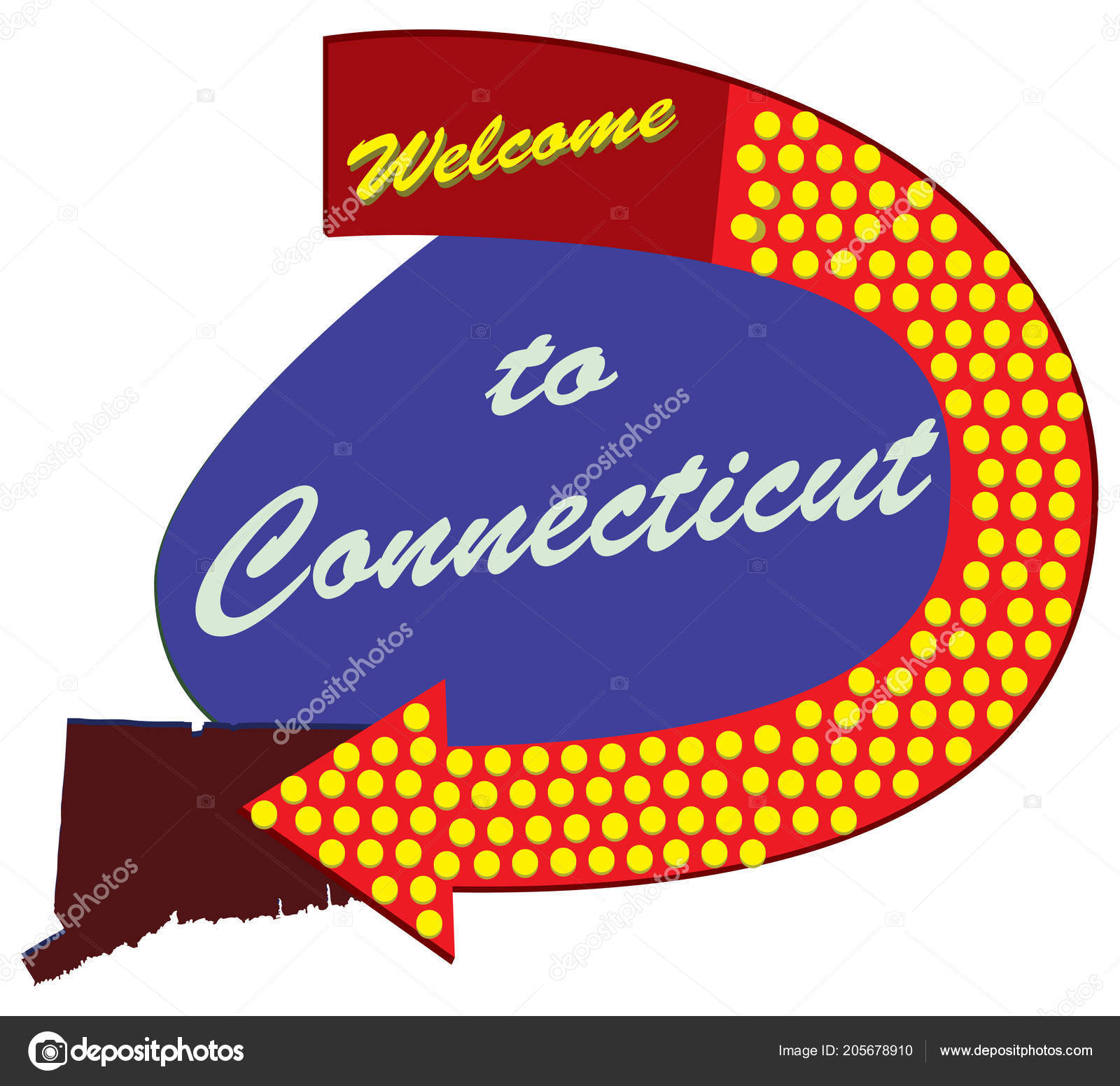 Road Sign Welcome Connecticut Constructed Styled Fifties Stock Vector ...