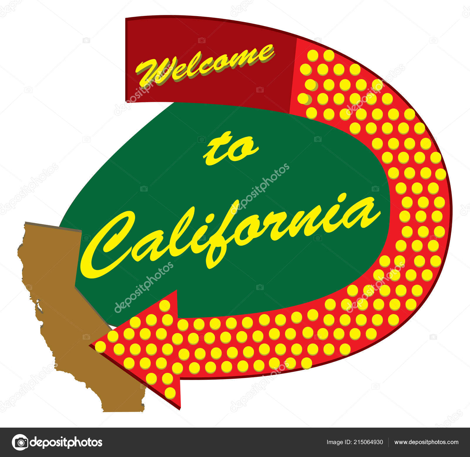 Road Sign Welcome California Constructed Styled Fifties Stock Vector by ...