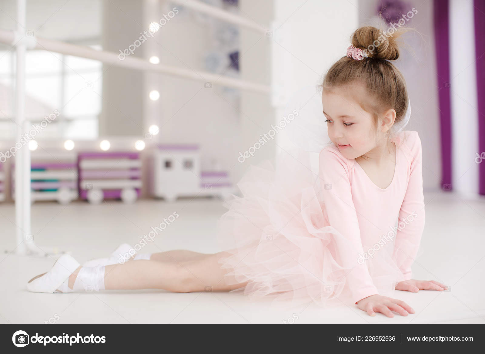 Little Cute Girl Class Ballet Studio Little Ballerina Girl Pink Stock ...