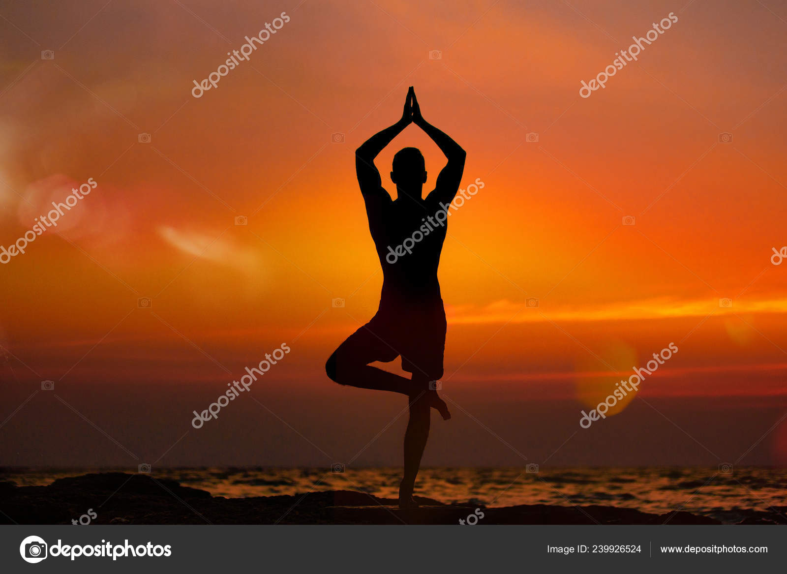 Yoga Beach Sunset Man