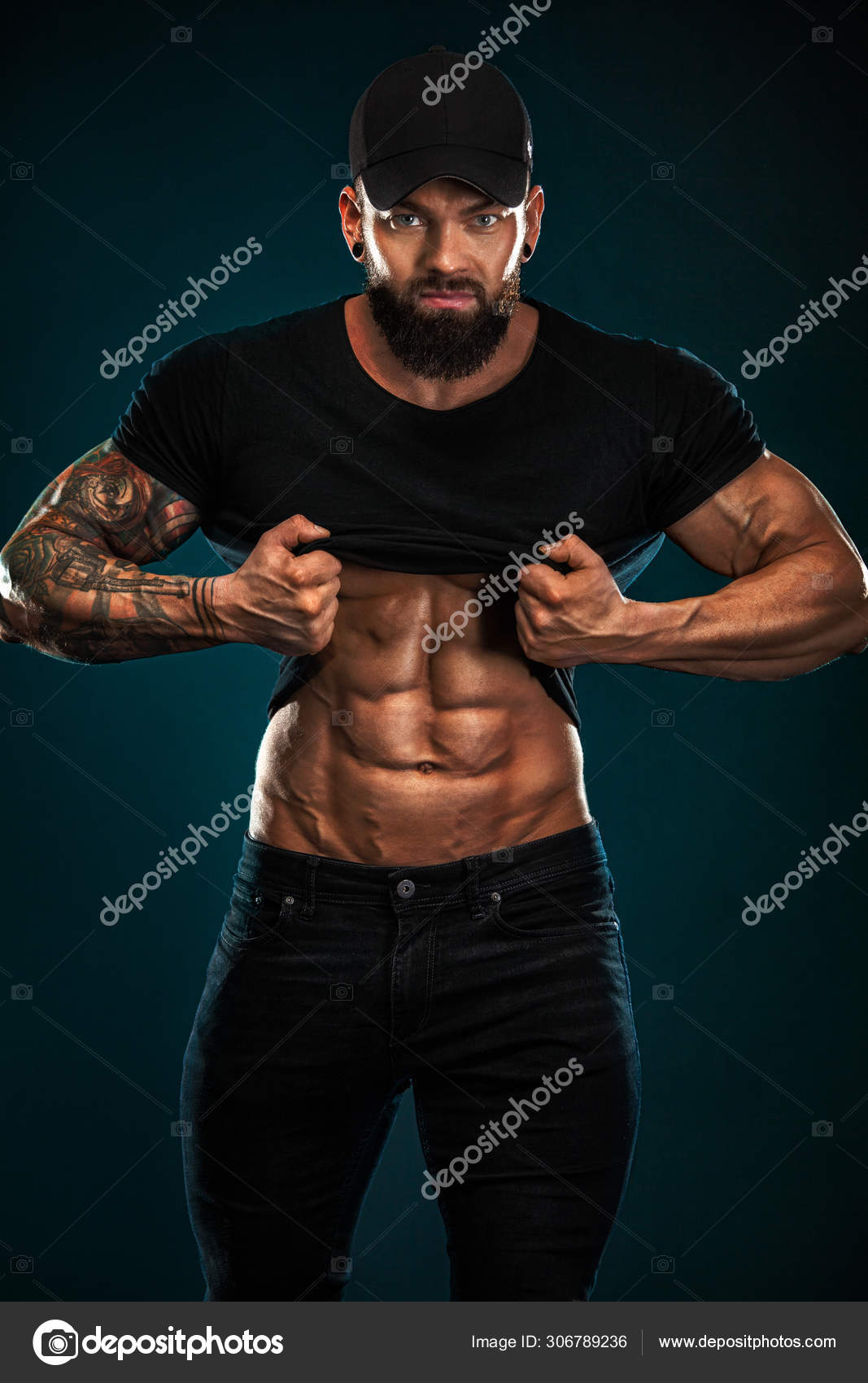 Strong and fit man bodybuilder. Sporty muscular guy athlete. Sport and ...