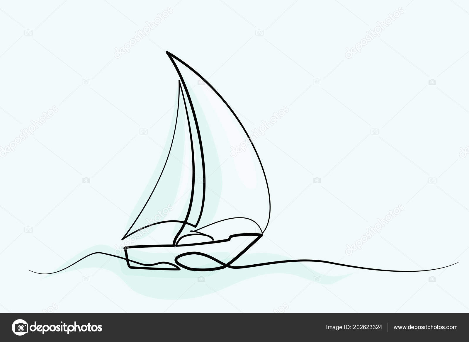 Continuous line drawing sailboat Stock Vector Image by ©Valenty #202623324
