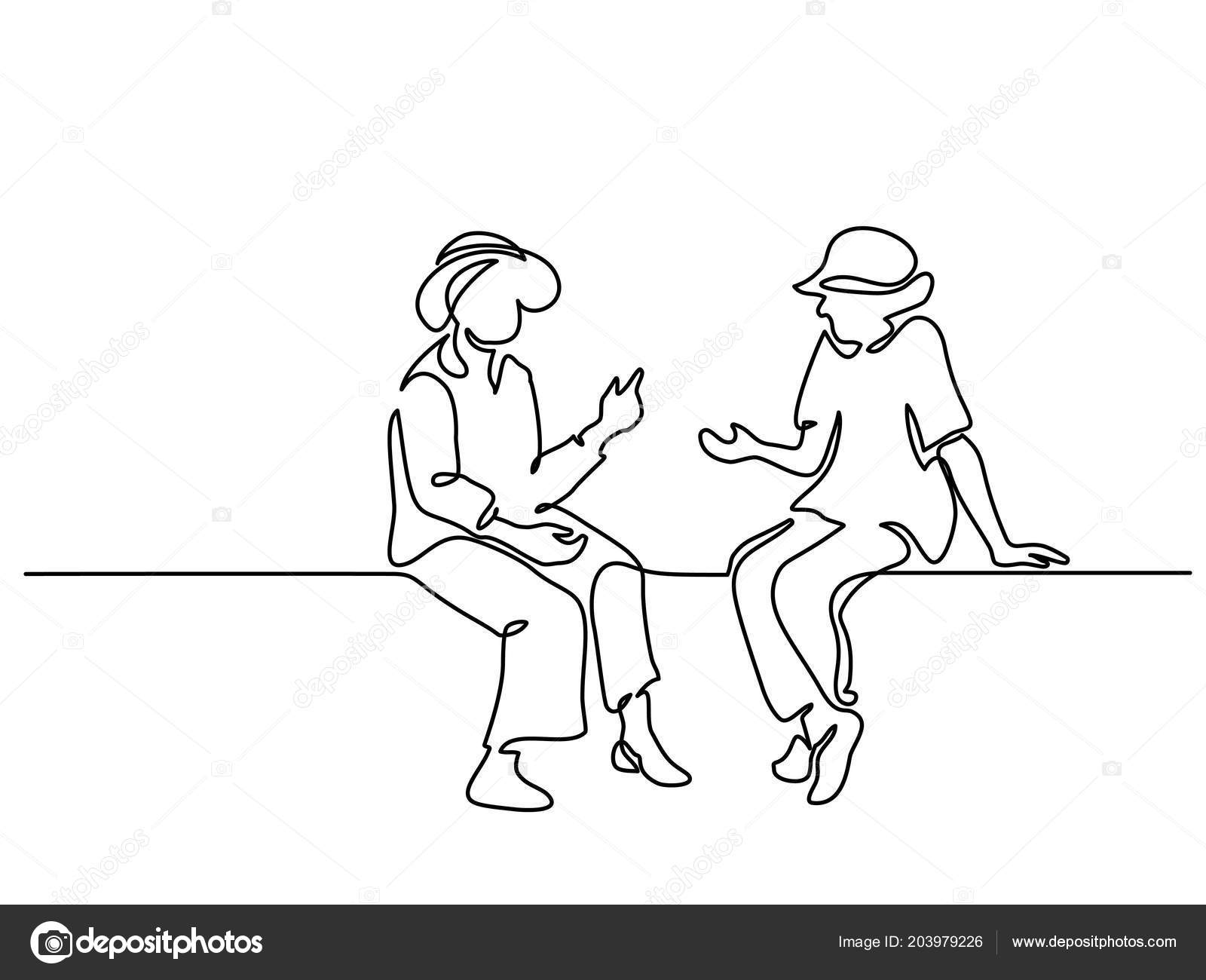 To siddende gamle kvinder taler Stock-vektor af ©Valenty 203979226