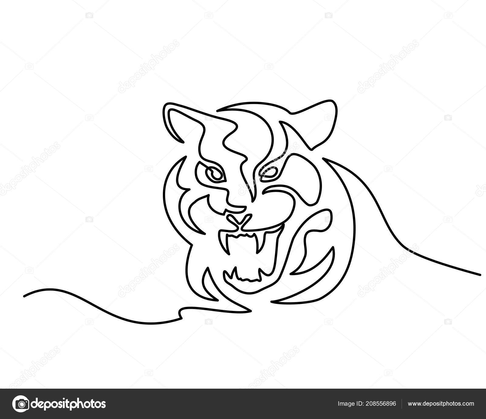 Continuous one line drawing Tiger symbol logo Stock Vector by ©Valenty ...