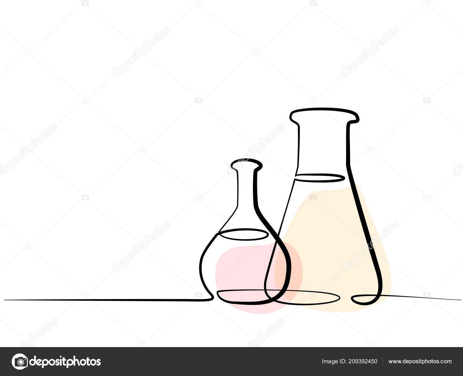Continuous one line drawing. Chemical lab retorts. Stock Vector Image ...