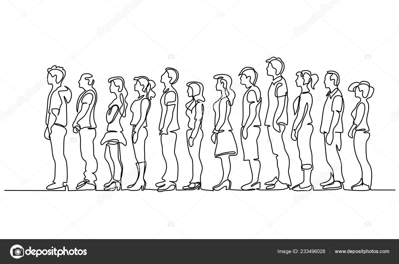 Persone In Fila Silhouette