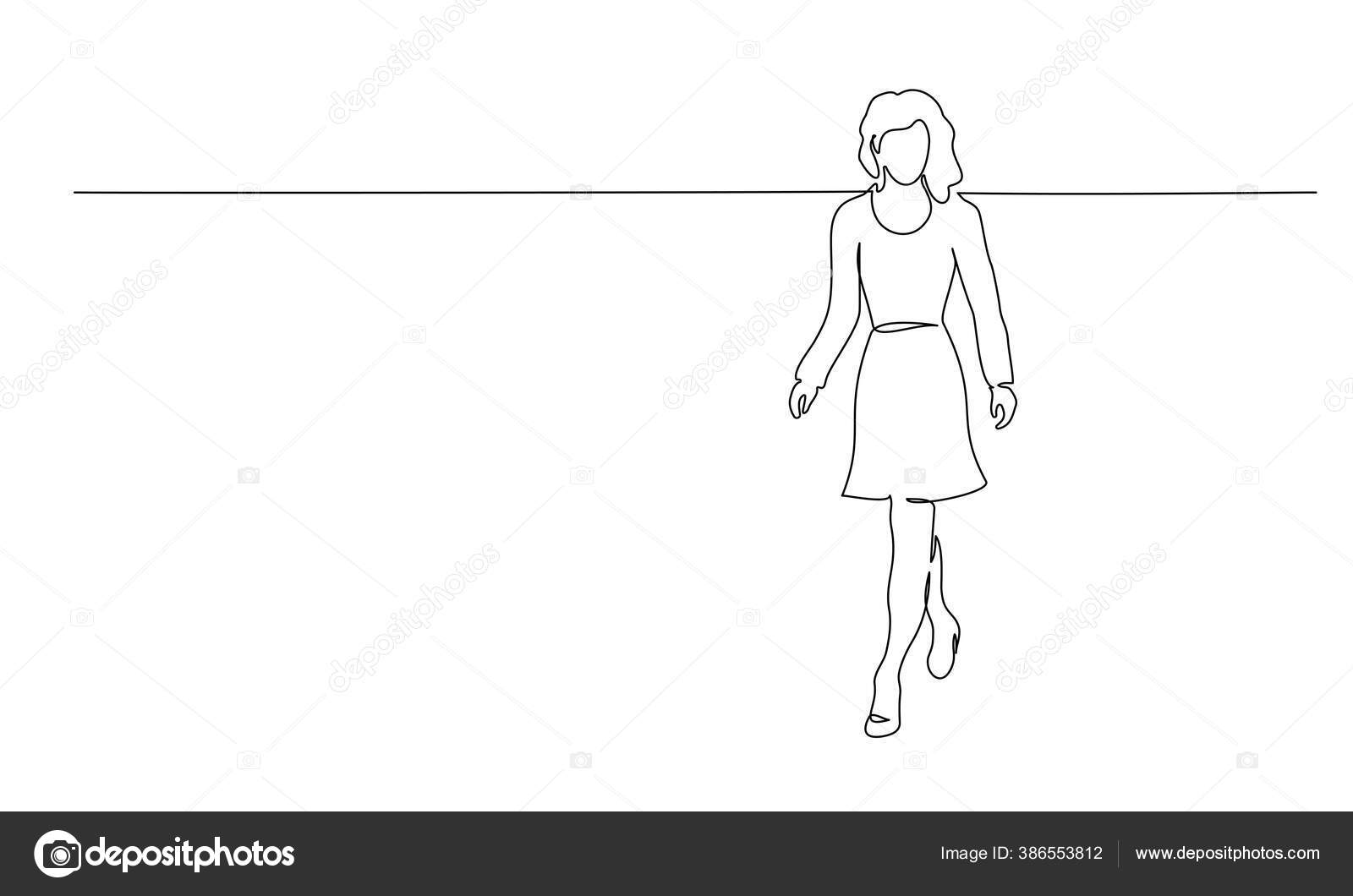 Continuous one line drawing. Walking office woman Stock Vector Image by ...