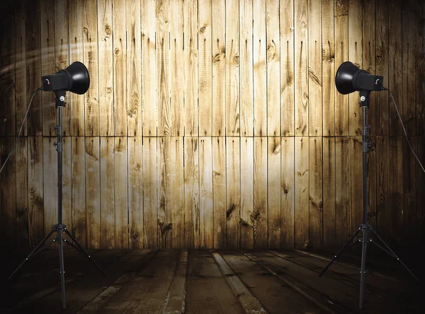 photo studio in old room with wooden wall - Stock Image - Everypixel