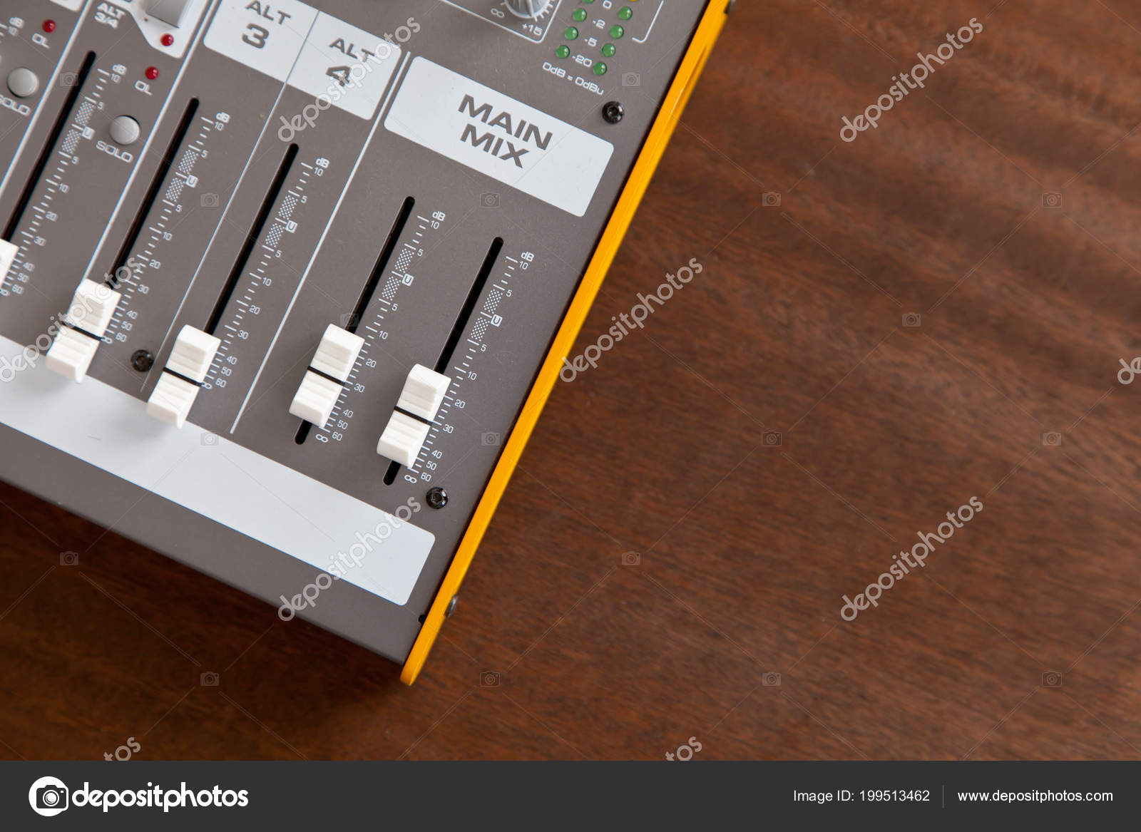 Audio Studio Sound Mixer Equalizer Board Controls Top View Space Stock ...