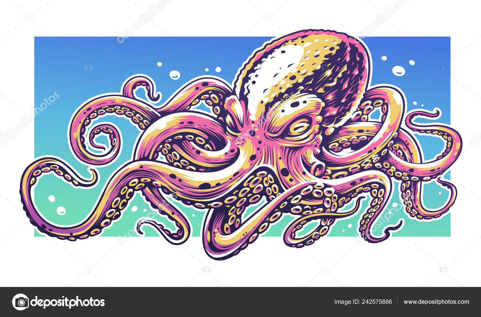 Octopus Vector Art Bright Colors Graffiti Style Vector Illustration ...