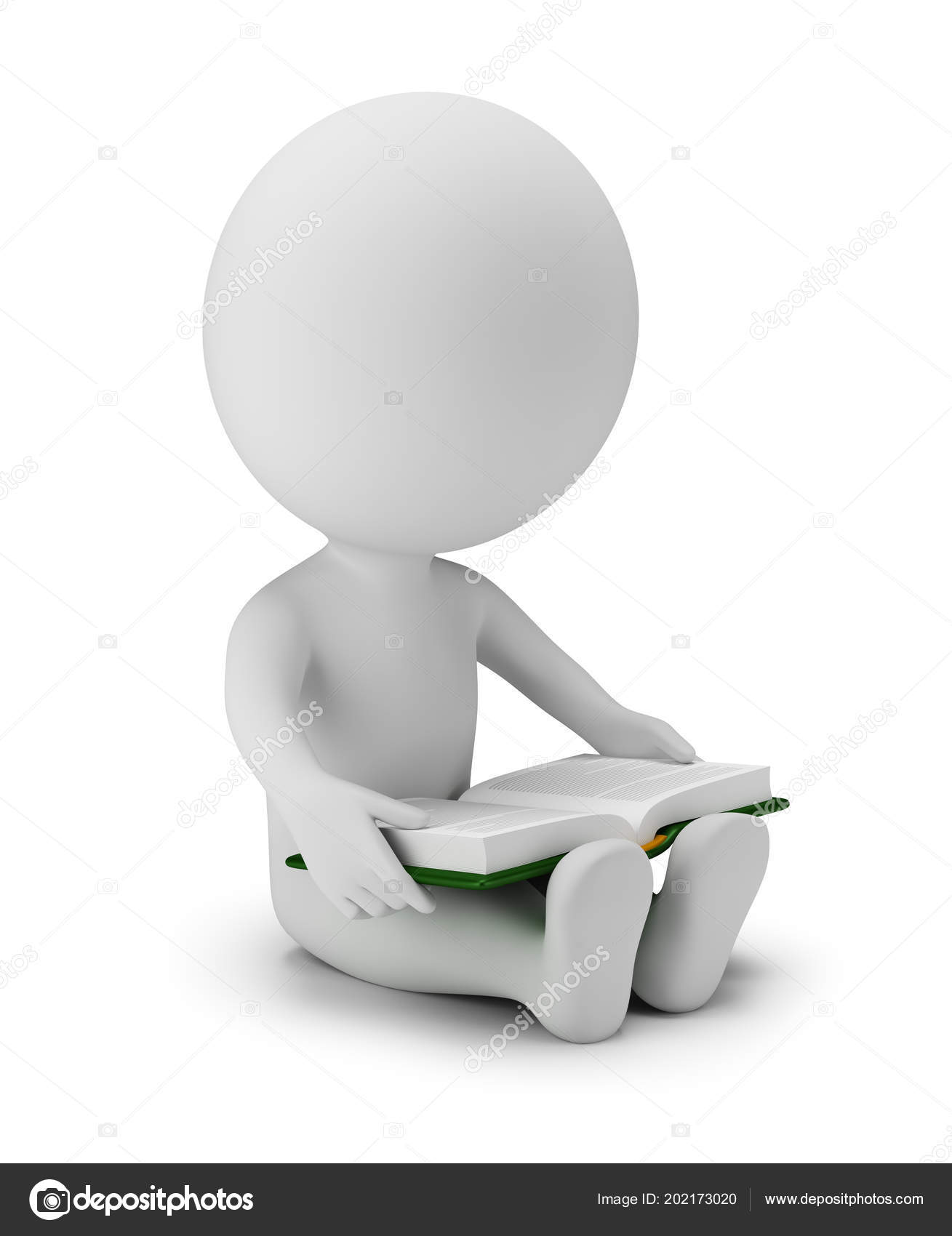 Small Person Reading Book Image White Background Stock Photo by ...