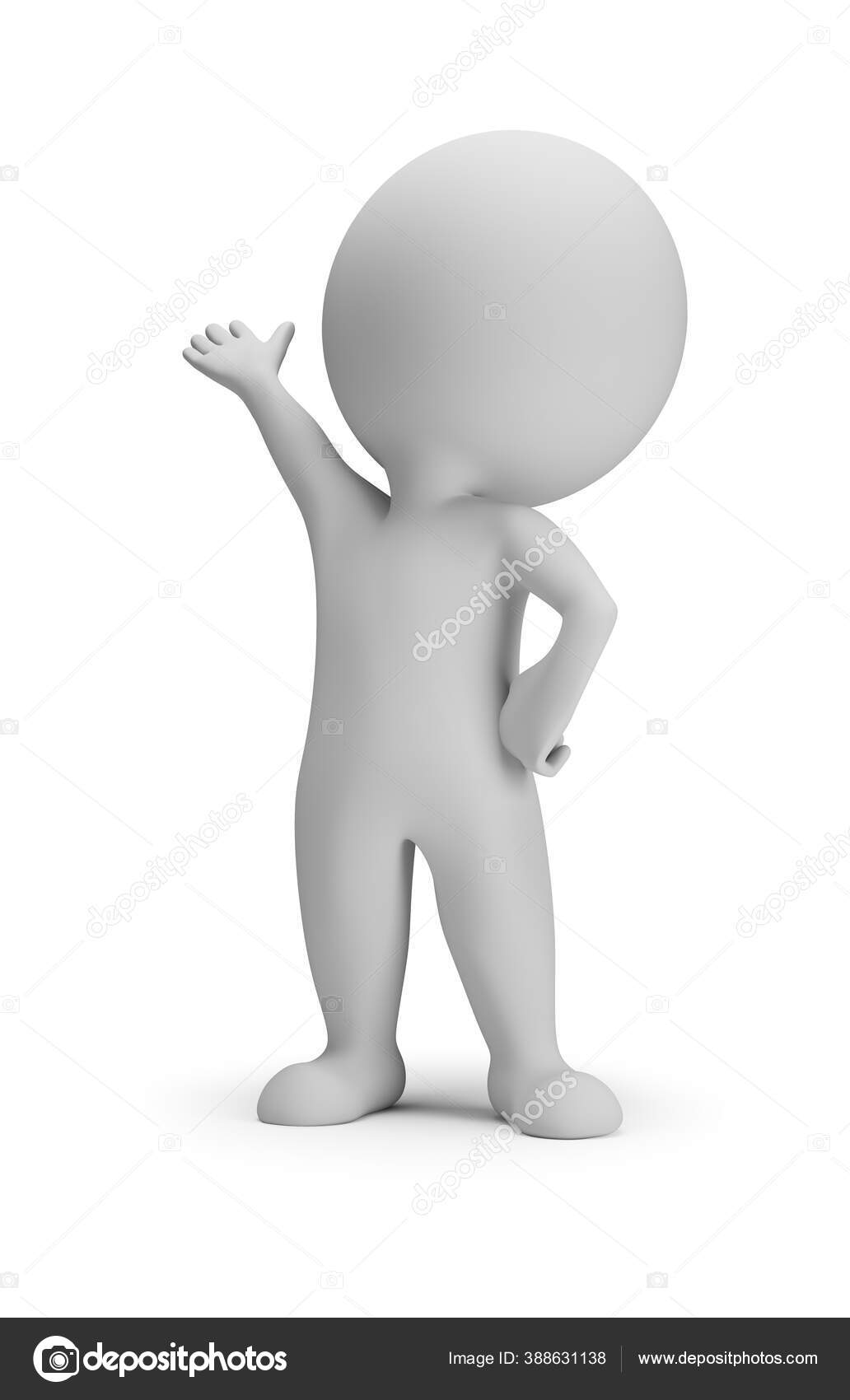 Small Person Presentation Pose Image White Background — Stock Photo ...
