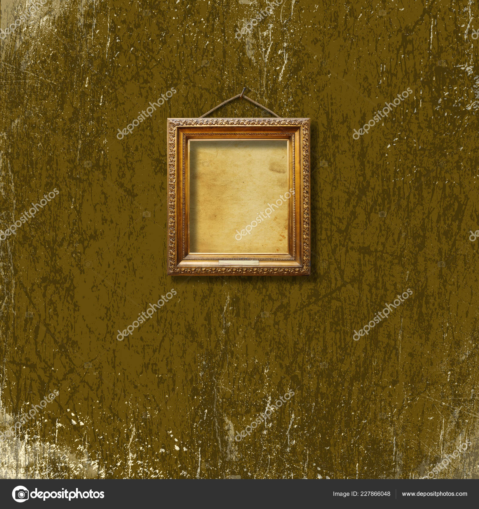 Old Vintage Gold Ornate Frame Picture Grunge Stone Wall Stock Photo by ...