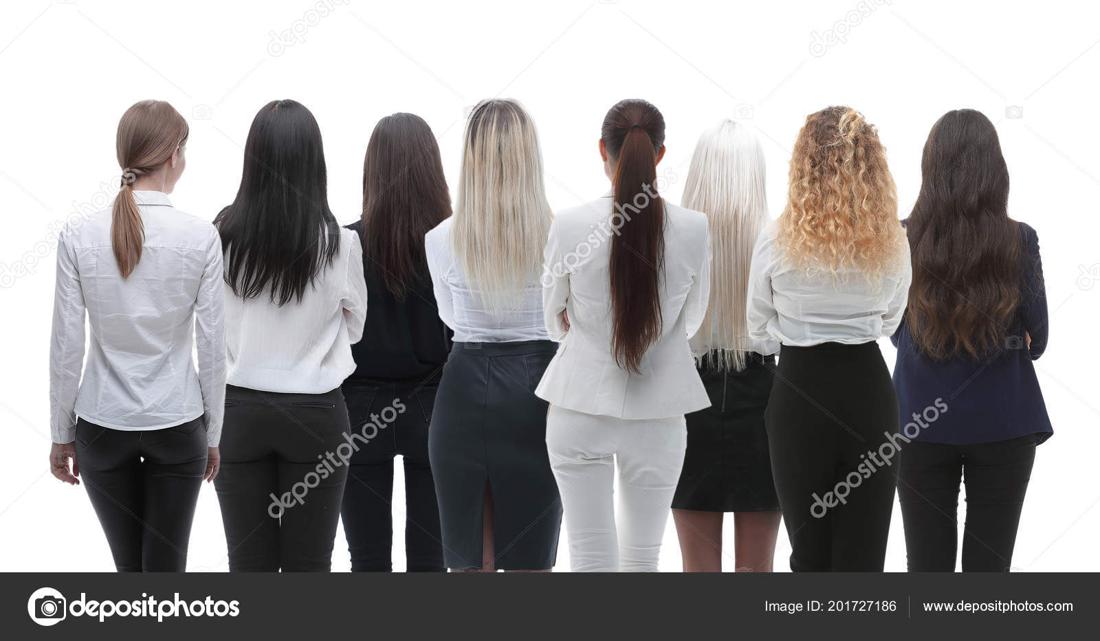 Back view group of business people. Rear view. Isolated over white ...
