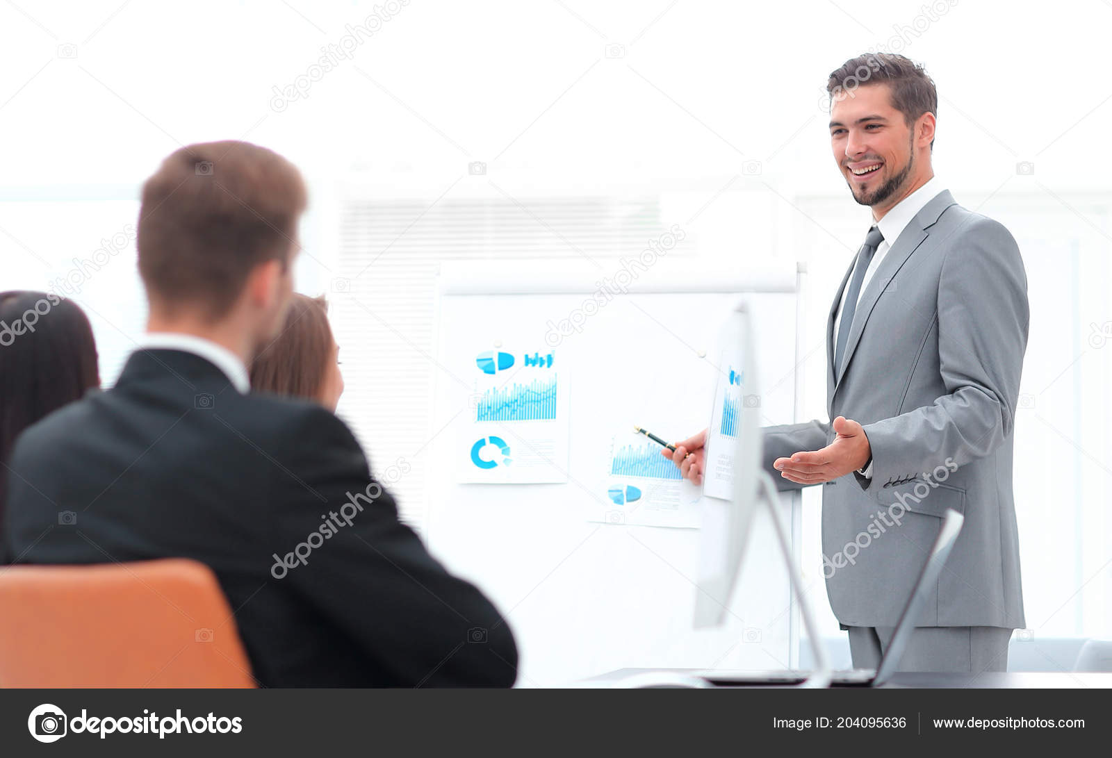 Business man making a presentation in the office. — Stock Photo ...