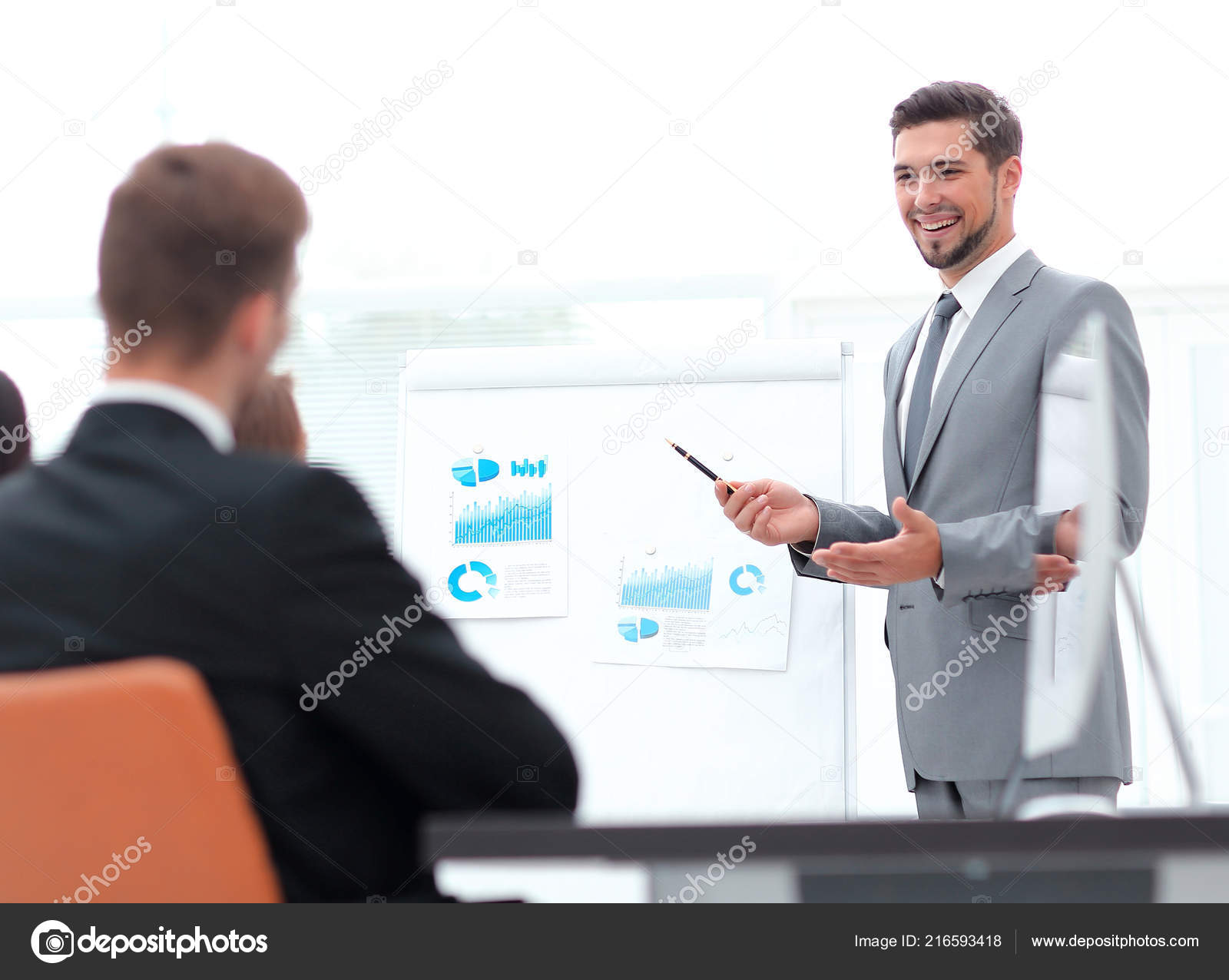 Business man making a presentation in the office. — Stock Photo ...