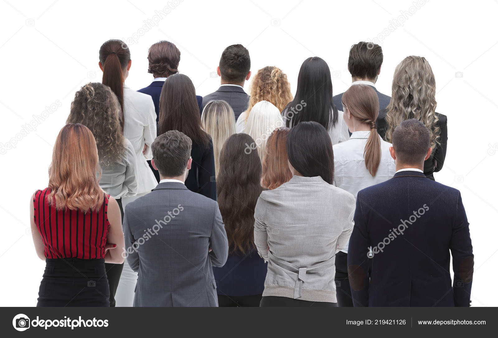 Back view group of business people. Rear view. Isolated over white ...