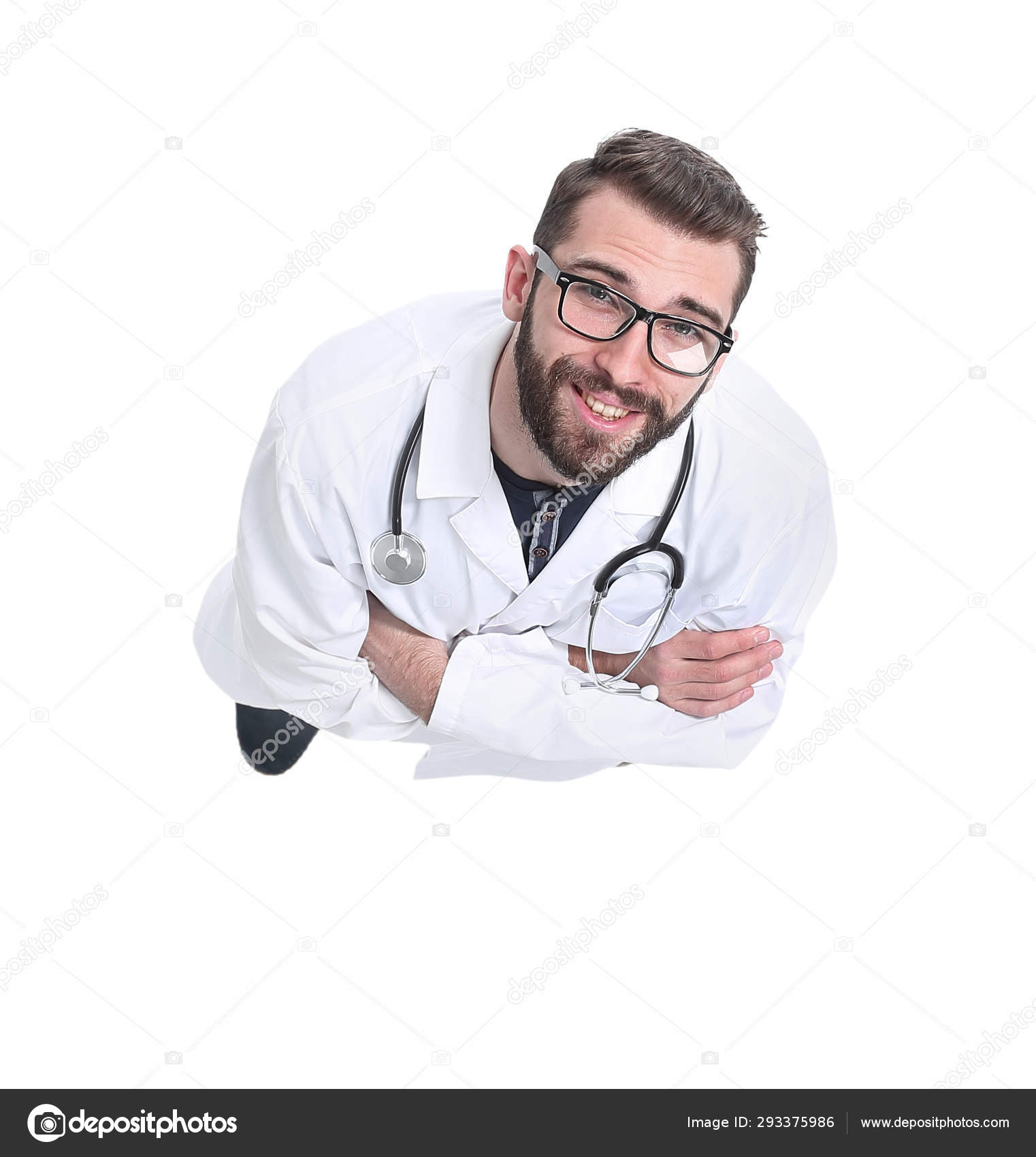 Top view. man doctor looking carefully ahead — Stock Photo ...