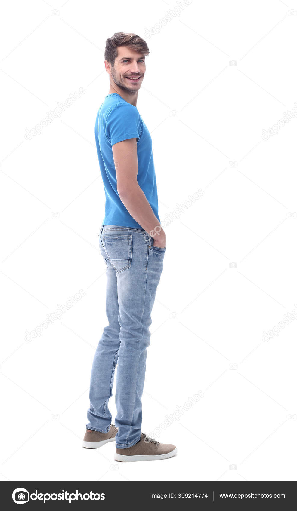 Side view . modern stylish guy looking at the camera. Stock Photo by ...