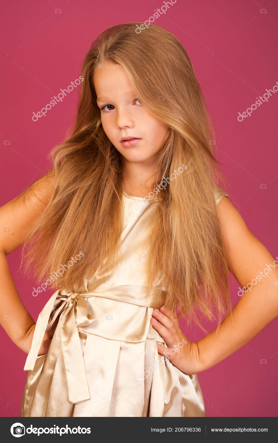 Beautiful Blonde Little Girl Isolated Plum Background — Stock Photo © arkusha #206796336