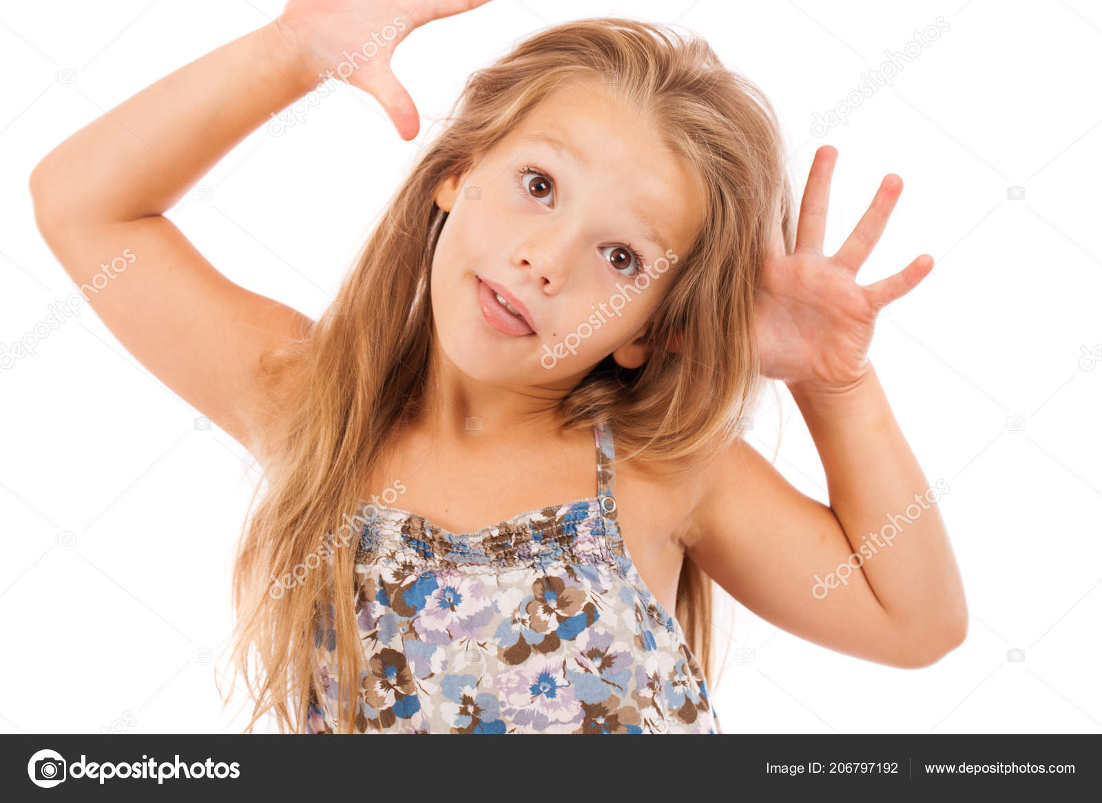 Beautiful Blonde Little Girl Isolated White Background Stock Photo by ©arkusha 206797192