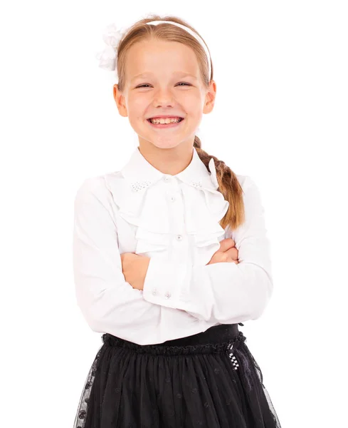 Beautiful Blonde Little Girl Isolated White Background — Stock Photo © arkusha #206795738