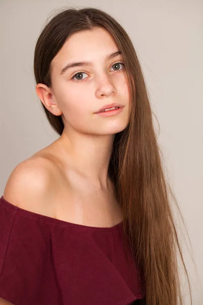 Portrait of young stylish girl with perfect hair Stock Photos, Royalty ...