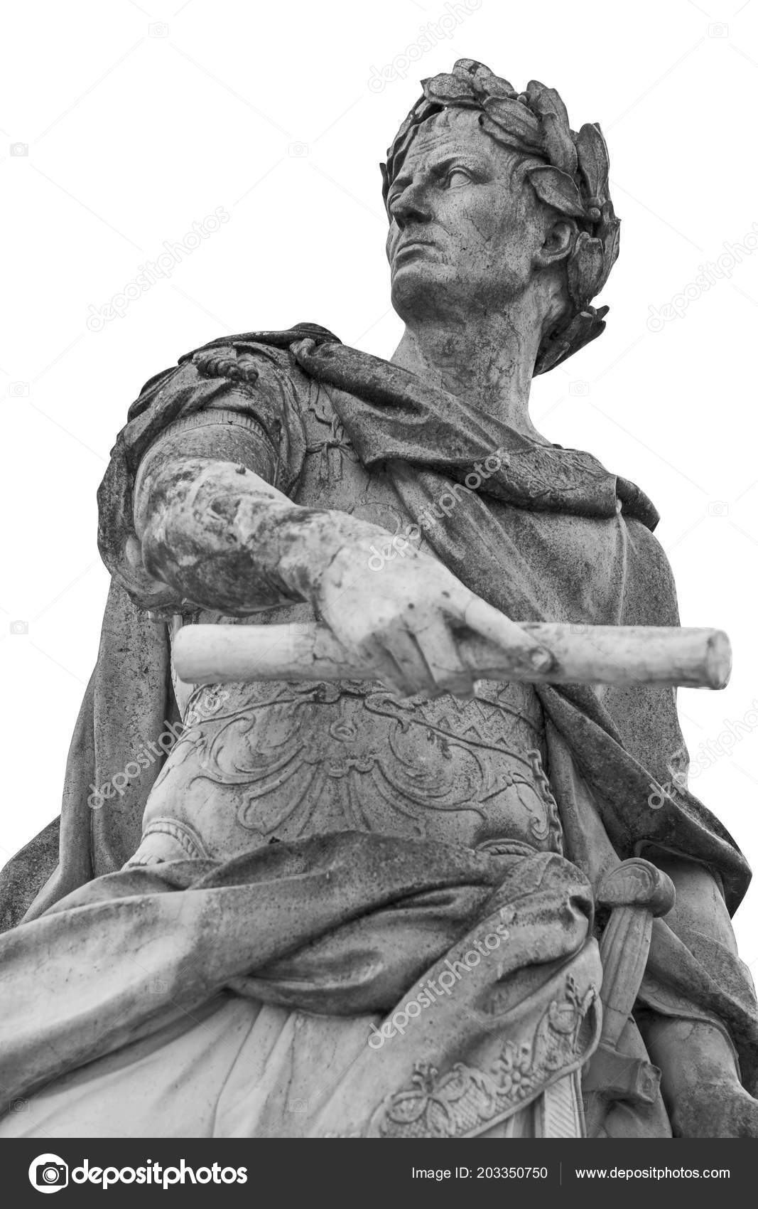 Roman emperor Julius Caesar statue isolated over white background Stock ...