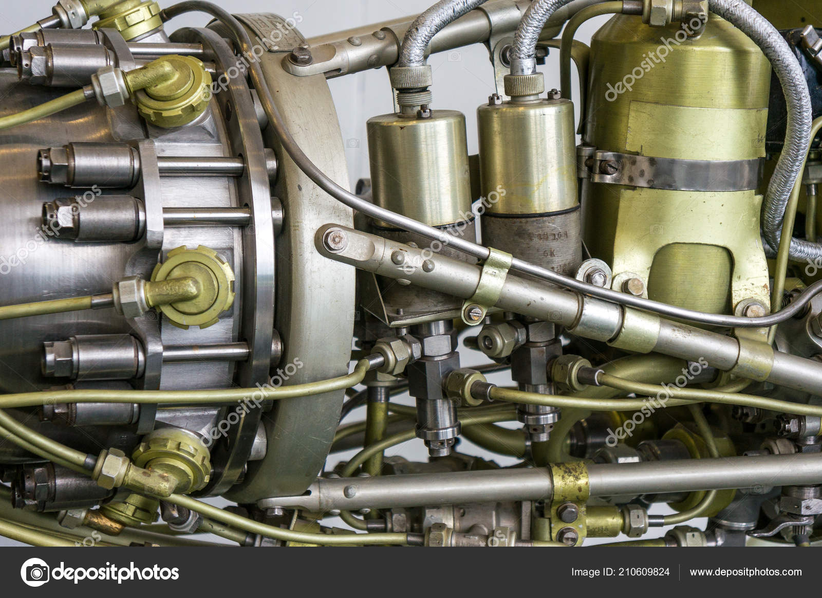 Rocket Side Silver Gold Hydraulic Lines Jumbled Together Space Vehicle ...