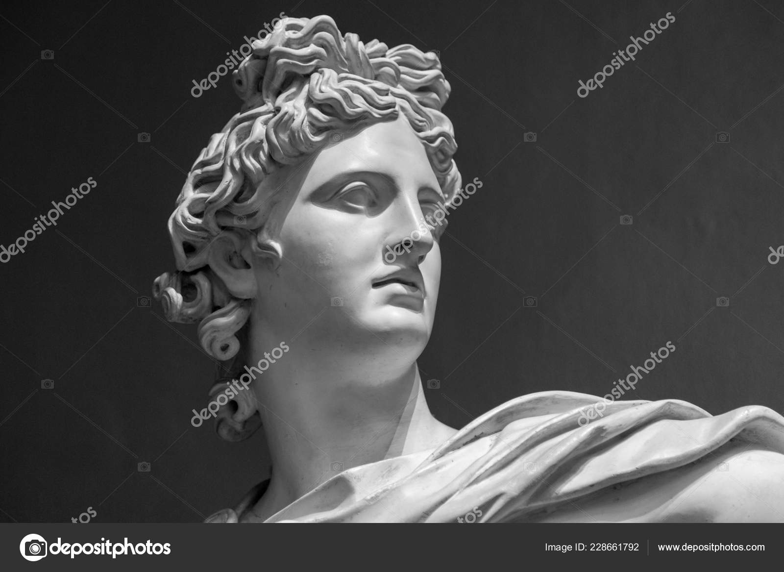 Portrait of a plaster statue of Apollo Stock Photo by ©gilmanshin 228661792