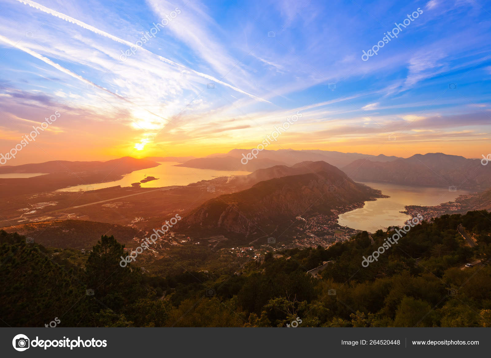 Kotor Bay on sunset - Montenegro Stock Photo by ©Violin 264520448