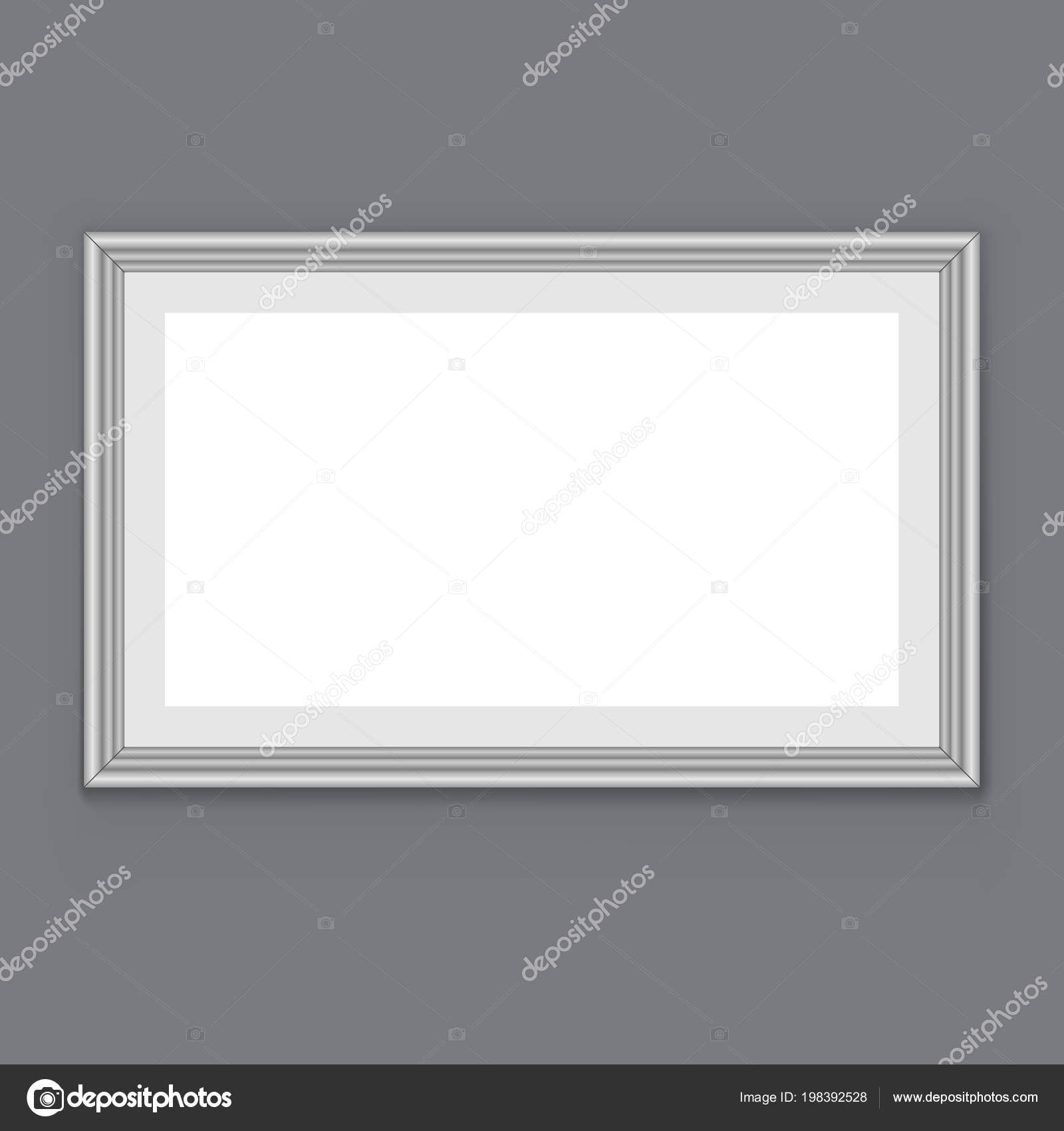Blank White Frame Hanging Grey Wall Vector Template Stock Vector Image ...