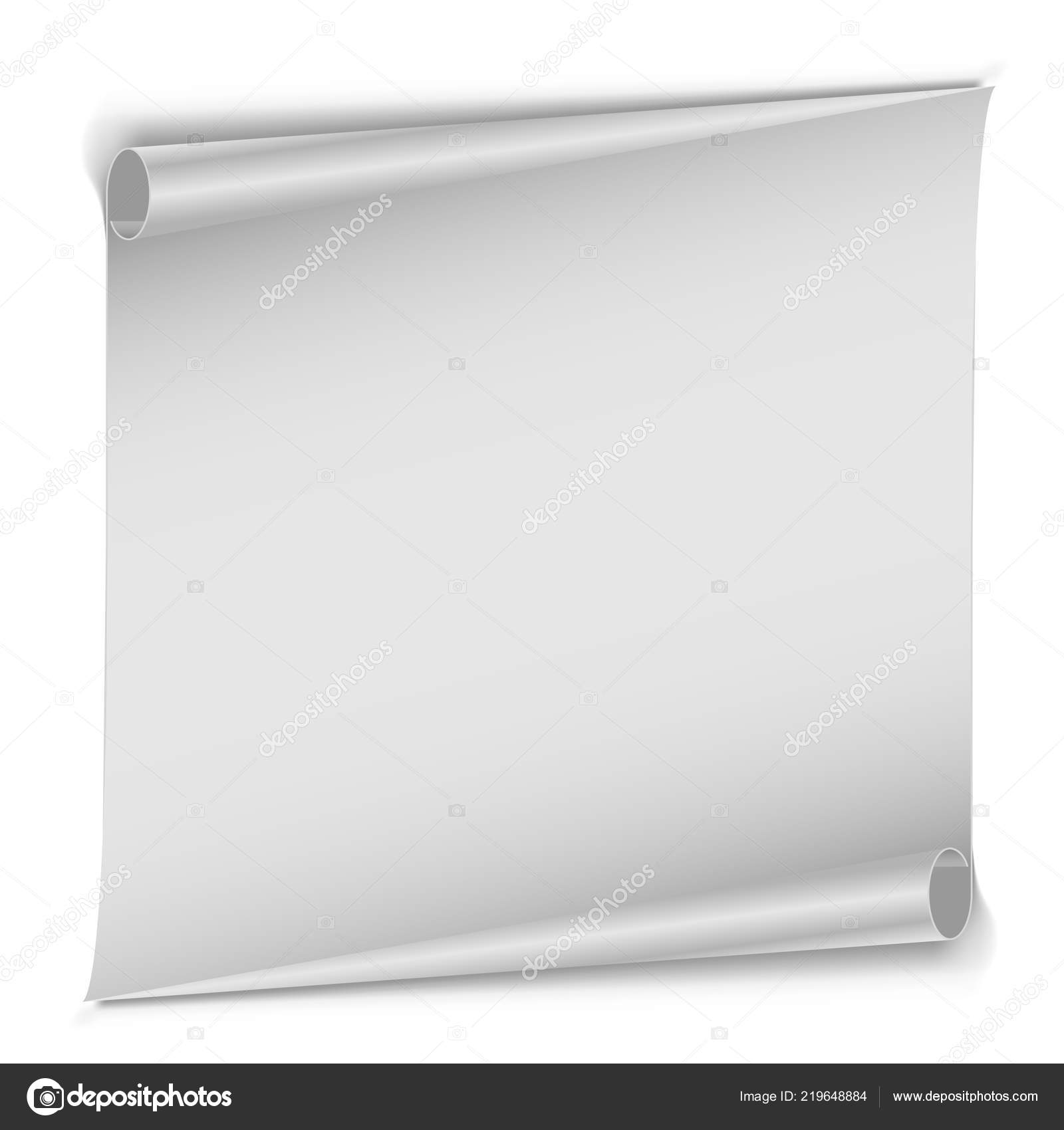 Blank Unrolled White Paper Scroll Isolated White Background Clean Page ...