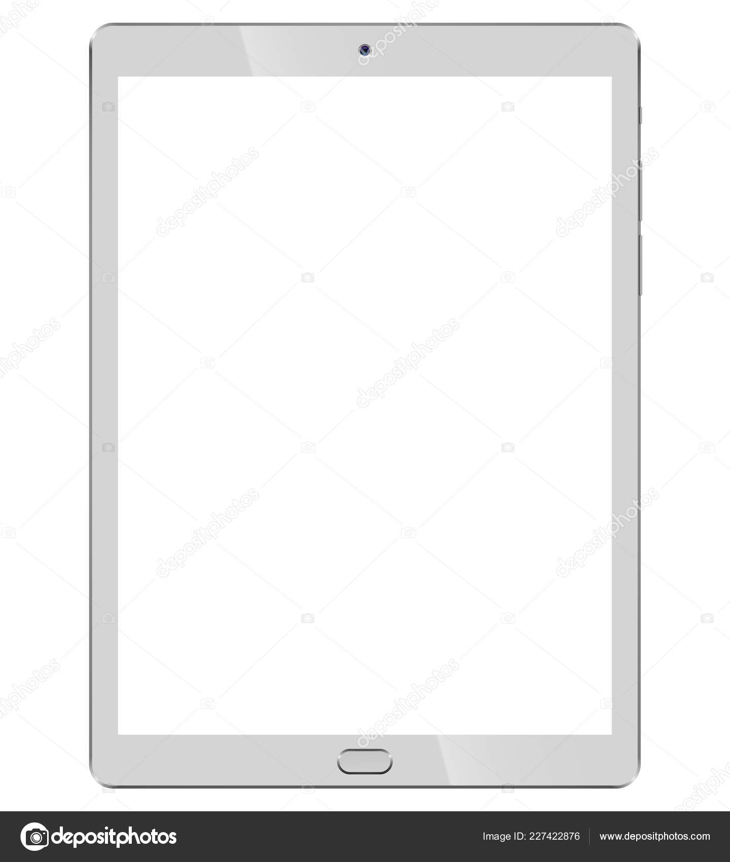 Tablet Front View Isolated White Background Slate Vector Mockup Blank ...