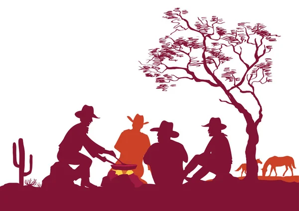 Cowboy campfire cartoon, Royalty-free Cowboy campfire cartoon Vector ...