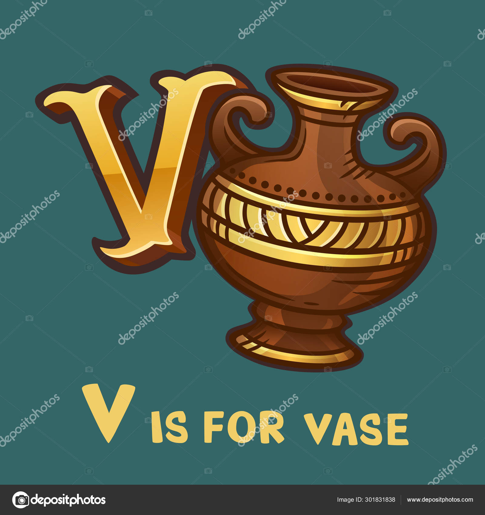 Children alphabet letter v and vase Stock Vector Image by ©saranai ...