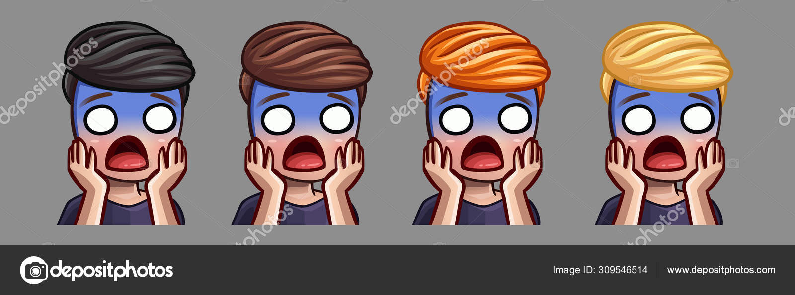 Emotion icons shocked boy for social networks and stickers Stock Vector ...