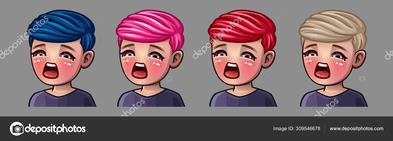 Emotion icons crying boy for social networks and stickers Stock Vector ...