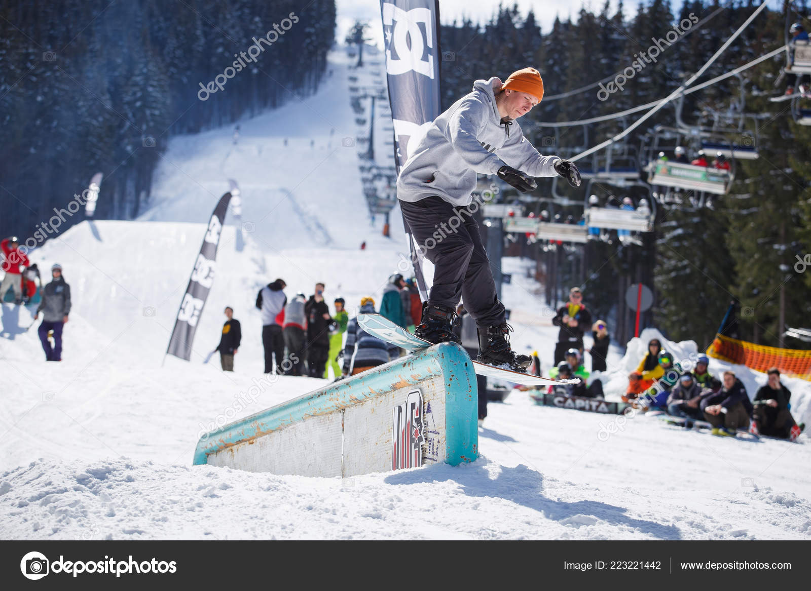 Bukovel Ukraine March 2018 Snowboard Jib Contest Rails Snow Park ...